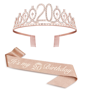 Amazon.com: 20th Birthday Decorations for Women Including 20th birthday sash, birthday crown ...