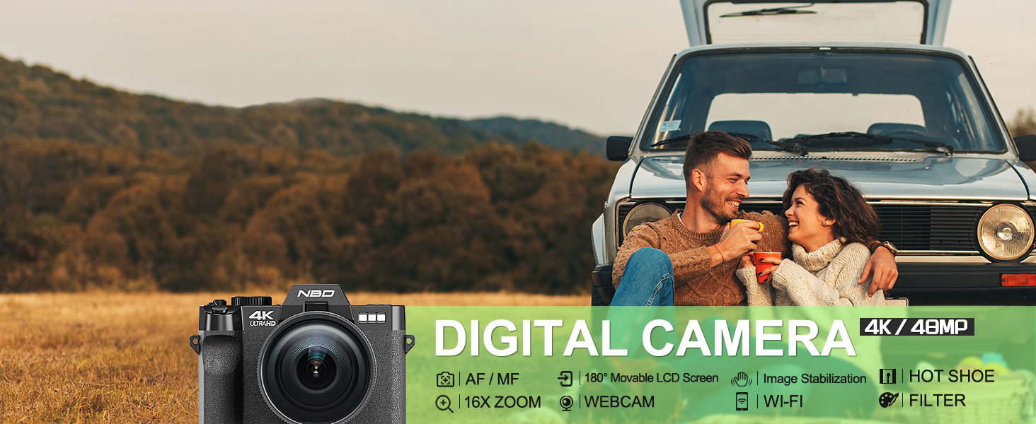NBD 4K Digital Cameras for Photography - 48MP/60FPS Video Camera for Vlogging, WiFi & App ...