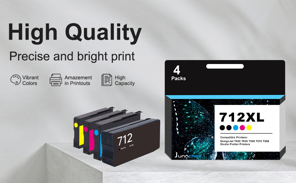 Amazon.com: Junnchee 712 Ink Cartridge Replacement for 712 XL 712XL 3ED71A 3ED69A 3ED68A 3ED67A ...