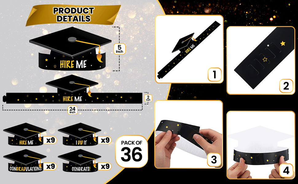 Amazon.com: KatchOn, Black Paper Hats - Pack of 36 | Graduation Party ...