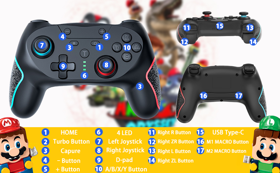 Amazon.com: Switch Controller, Wireless Switch Pro Controllers for ...