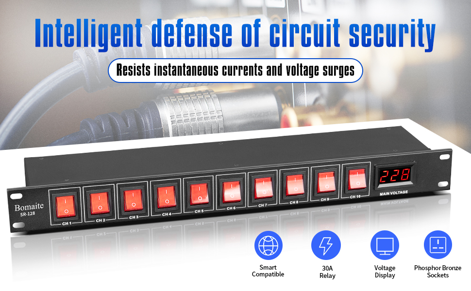 Amazon.com: Bomaite SR-128 10 Outlet Power Sequencer Conditioner - 15A 1800W AC power Rack Mount ...