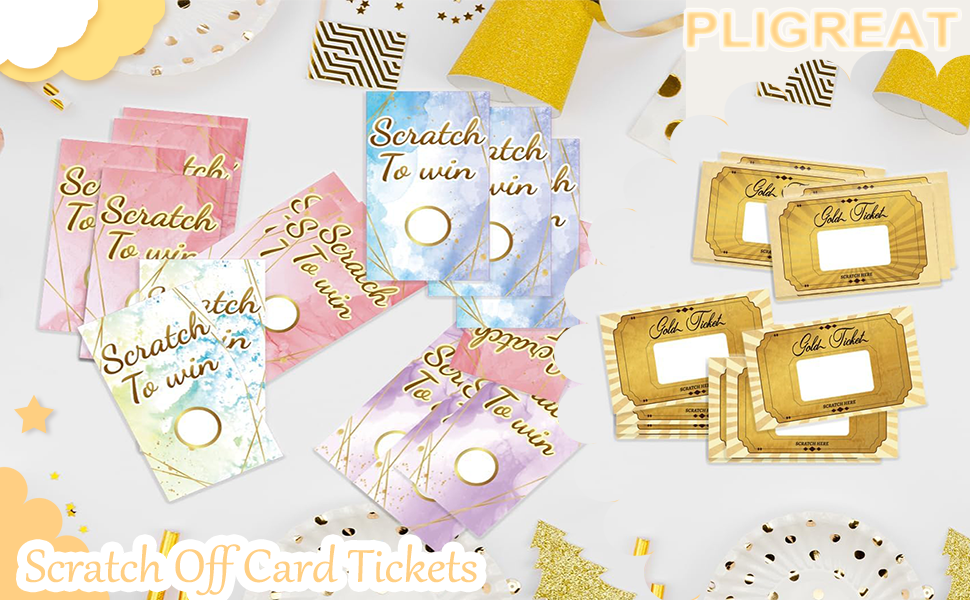 PLIGREAT 120 Pieces Gold Ticket Scratch Off Cards Stickers, Blank Gift ...