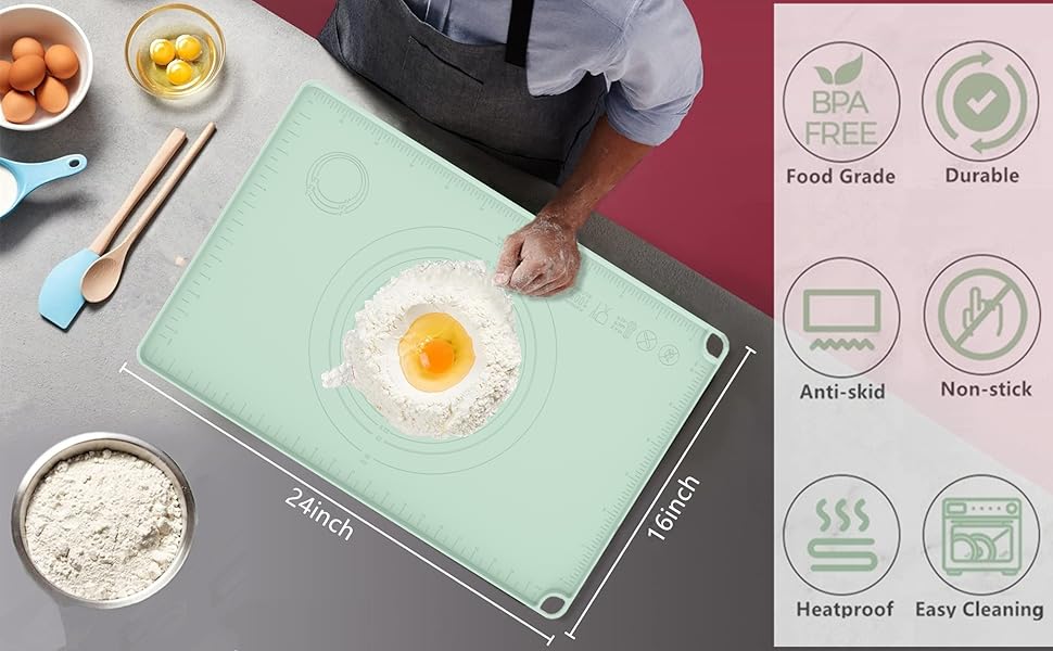 Amazon.com: Silicone Baking Mat, Dough Rolling Mat 24''x16'', Pastry ...