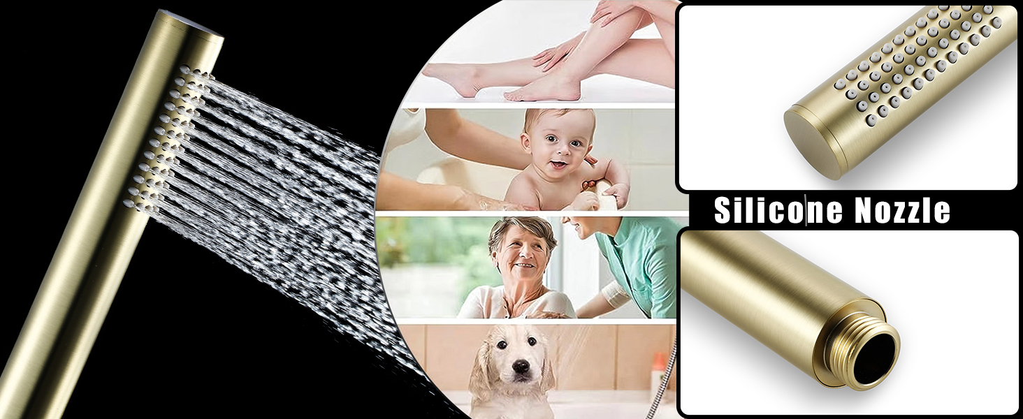 WRKMH Shower Faucet Set Black and Brushed Gold Rainfall Shower System Wall Mounted Shower ...