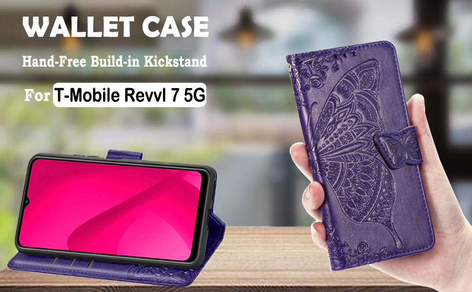 Amazon.com: Wallet Case for T-Mobile Revvl 7 5G,PU Leather Flip Protective Phone Case Wrist ...