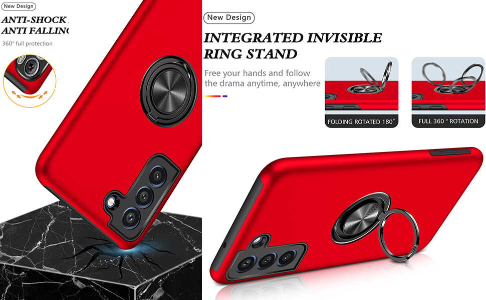 Amazon.com: Galaxy S21 FE Case for Samsung S21 FE Case Military Grade Shockproof Built-in Ring ...