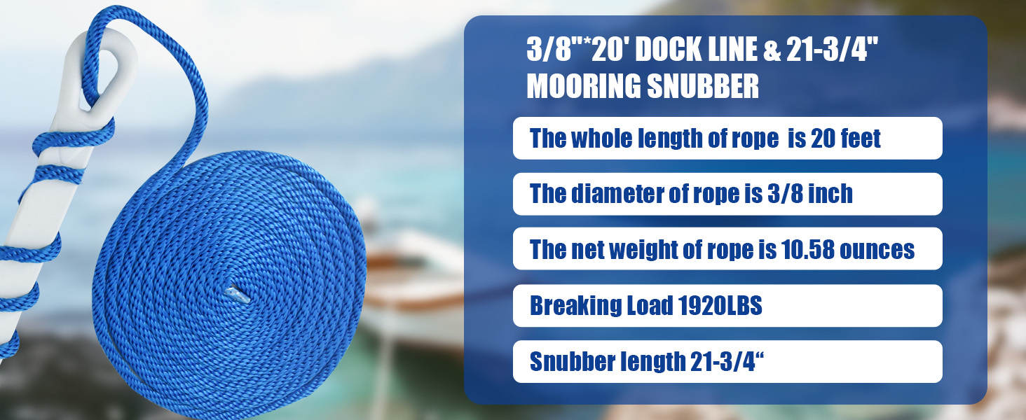 Amazon.com: Tether Tite Marine Dock Line Boat Mooring Snubbers Kit, 3/8" x 25' Dock Line with 12 ...