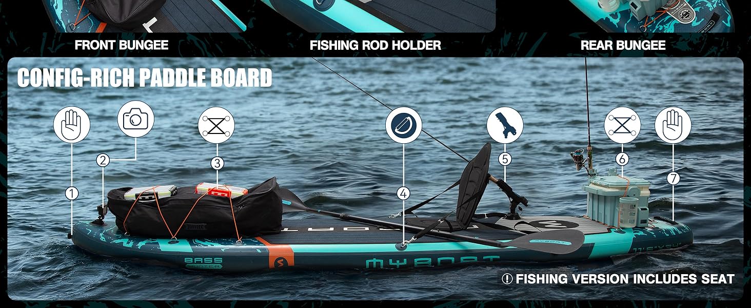 MYBOAT 11'6"×34"×6" Extra Wide Inflatable Paddle Board, Stand Up Paddle Board for Fishing, Sup ...