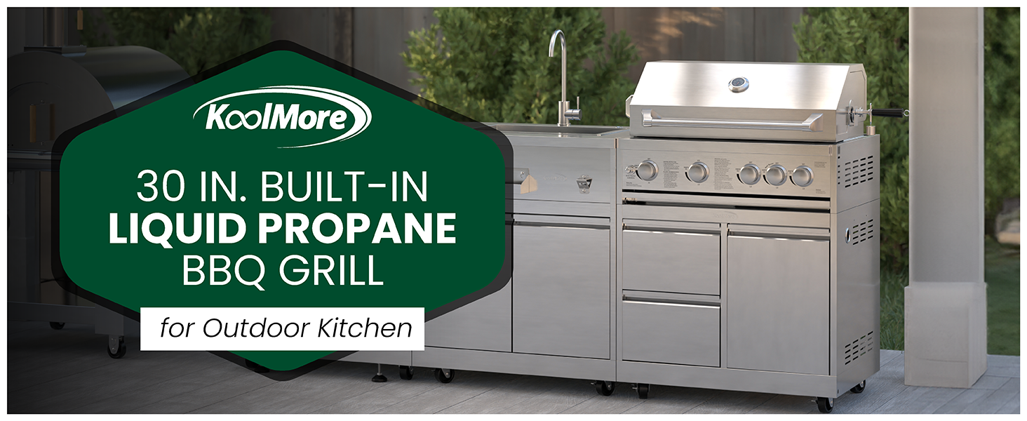 Amazon.com: KoolMore KM-OKS-BQ30 30 in. Built-in Liquid Propane BBQ Grill for Outdoor Kitchen in ...