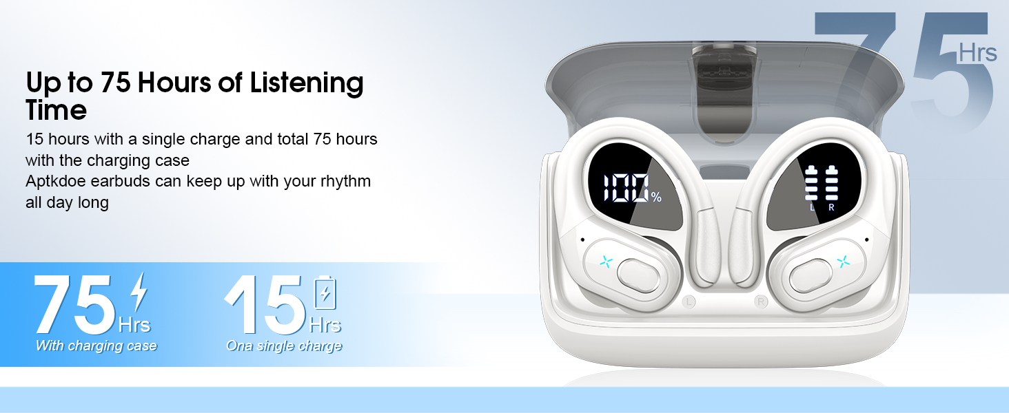 Amazon.com: Aptkdoe Wireless Earbuds 75hrs Bluetooth 5.4 Headphone ...