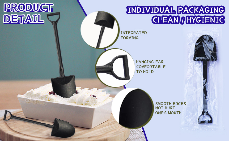Amazon.com: OaaXbbECco Novelty Mini Shovel Shape Spoons Cute Disposable Plastic Dessert Spoons ...