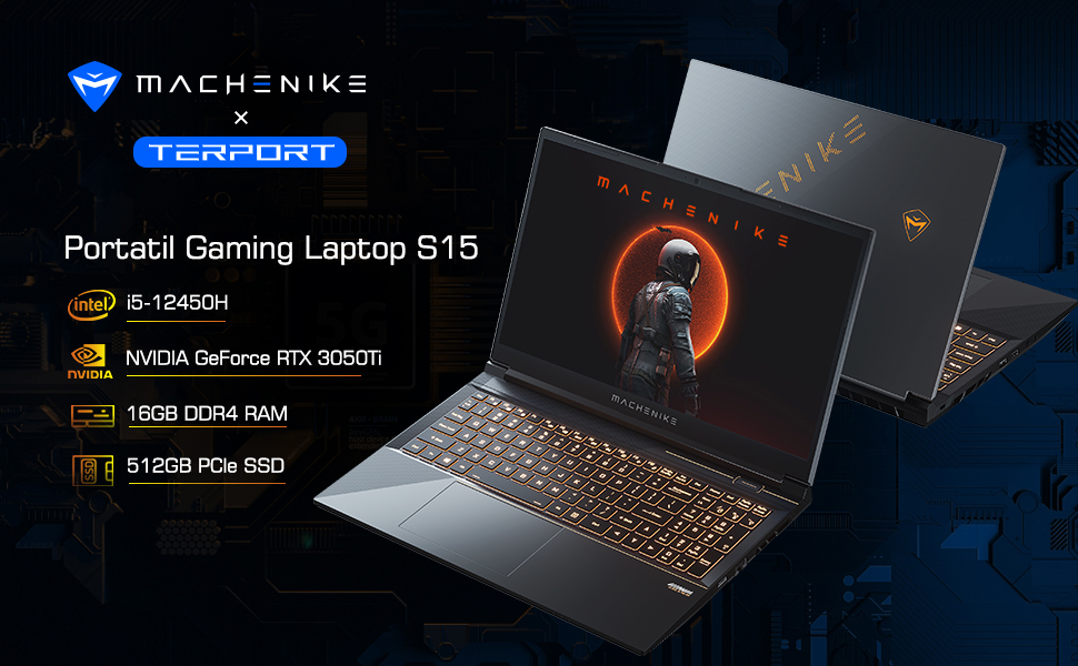 MACHENIKE Gaming Laptop S15, Intel Core i5-12450H 12th Gen, NVIDIA GeForce RTX 3050Ti, FHD 15.6 ...