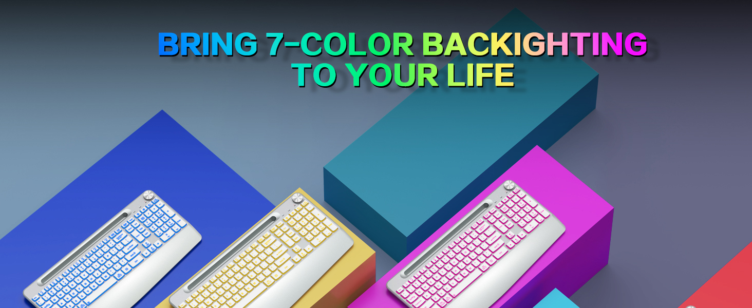 Gamcatz Wireless Keyboard And Mouse Backlits Full Sized Ergonomic Lighted Keyboard