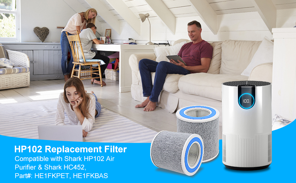 Amazon.com: HP102 Replacement Filter 2 Pack Compatible with Shark HP100 HP102, HP102PET & HC450 ...