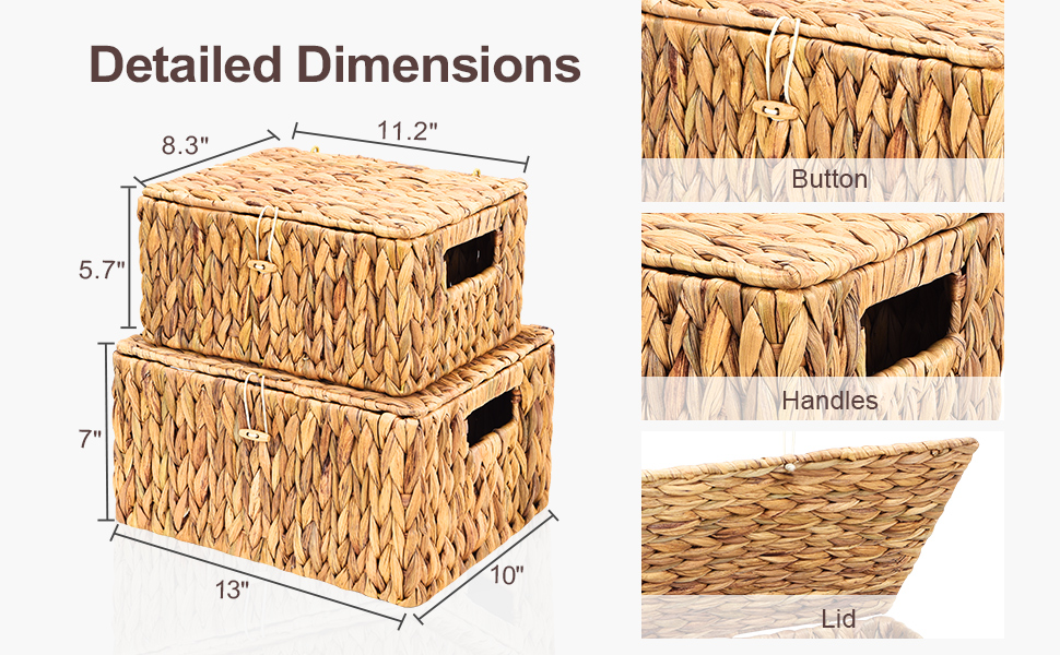 Amazon.com: FairyHaus Wicker Storage Basket with Lid, Water Hyacinth ...