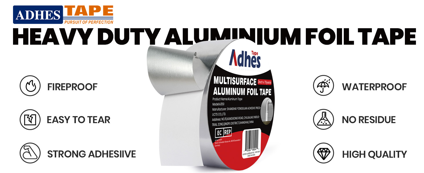 ADHES Heavy Duty Aluminum Foil Tape 4 Inch x 210 Feet(70 Yards) – Heat Resistant & Waterproof ...
