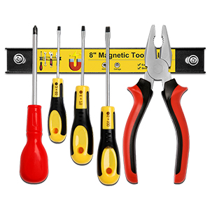 8” Magnetic Tool Holder with Screws, 4 Pack Magnetic Strips Heavy Duty Tool Magnet Bar, Storage ...