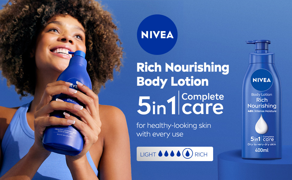 NIVEA Body Lotion for Dry to Very Dry Skin, Rich Nourishing, 5in1 Complete Care, 48H Intense ...