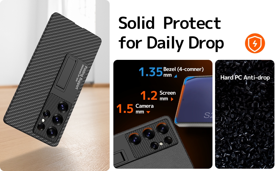 Amazon.com: NINKI for Samsung Galaxy S25 Ultra Case Carbon Fiber,Slim Protective Stand Case for ...