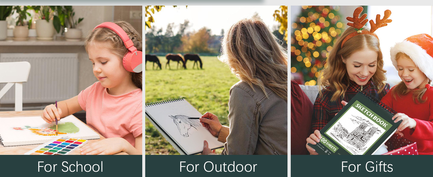 Amazon.com: WeLiu Sketchbook 9x12 Inch, 2 Packs Sketch Pad Drawing Painting Writing Paper, 100 ...