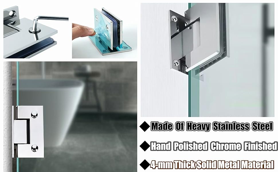 Alise Glass Shower Door Hinge,Black Hinges for Glass Doors,Heavy Duty Stainless Steel 90 Degree ...