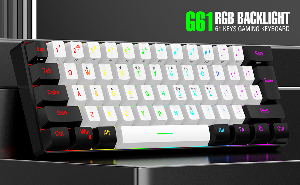 Amazon.com: 7KEYS 60% Wired Mini Gaming Keyboard, 14+ Mode RGB Light up ...