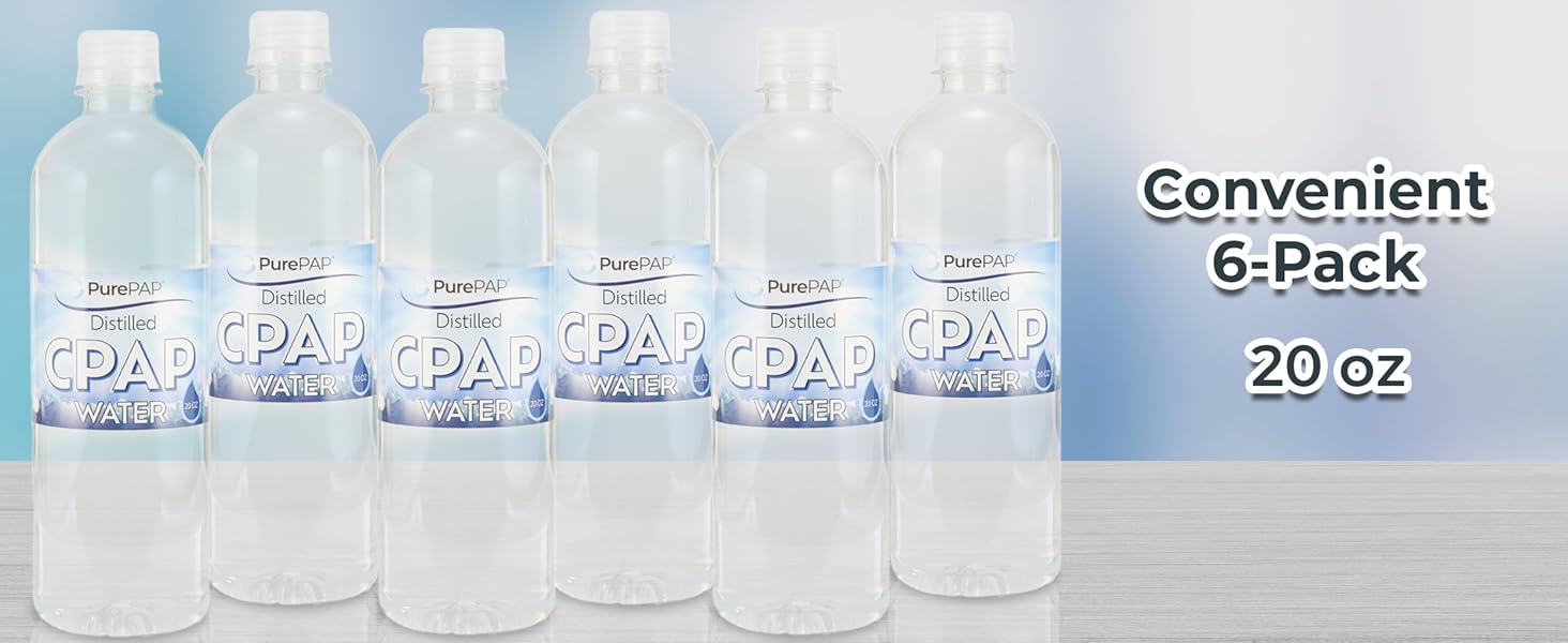 Amazon.com: PurePAP Pure Distilled CPAP Water - 6-Pack of 20oz Bottles Distilled Water - Travel ...
