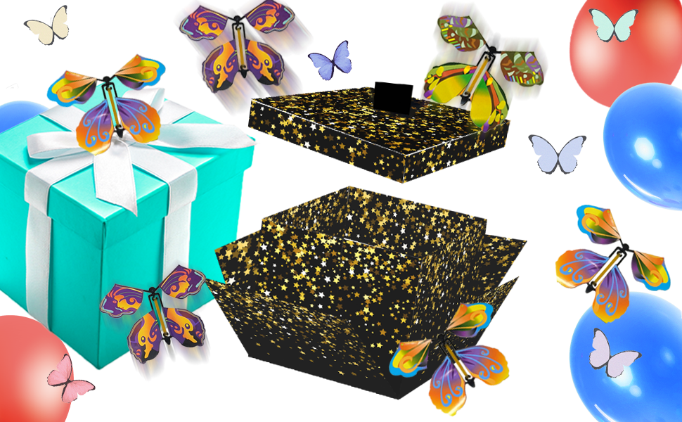 Amazon.com: WUEURU Flying Butterfly Surprise Box Exploding Gifts Box ...