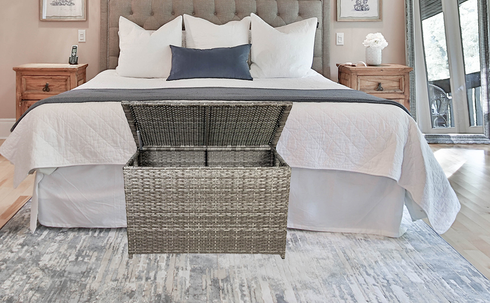 Amazon.com: MOORLITER Wicker Storage Trunk, 42.3 Gallon (160L) Large ...