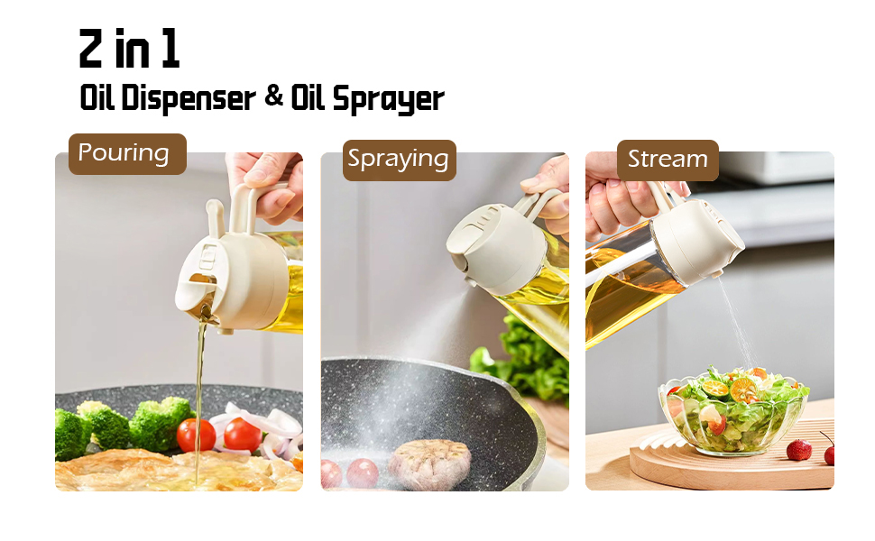 Amazon.com: TrendPlain 16oz Oil Dispenser Bottle for Kitchen - 2 in 1 Olive Oil Dispenser and ...