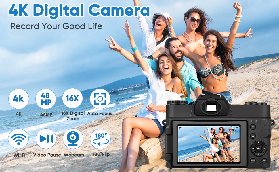 Amazon.com : JUSTFX 4K Digital Camera,Vlogging Camera with WiFi for YouTube,Autofocus 16X Zoom ...