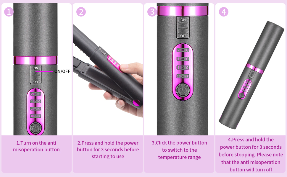 B-Qtech Cordless Hair Straighteners Curler 2 in 1, Mini Portable Travel Wireless Flat Iron, Fast ...