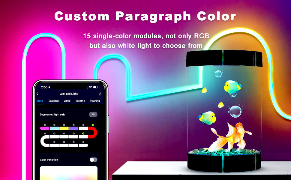 LPDISPLAY Neon Ruban LED 3m, RGBIC Bande LED avec Contrôle WiFi APP, Compatible avec Alexa, pour ...