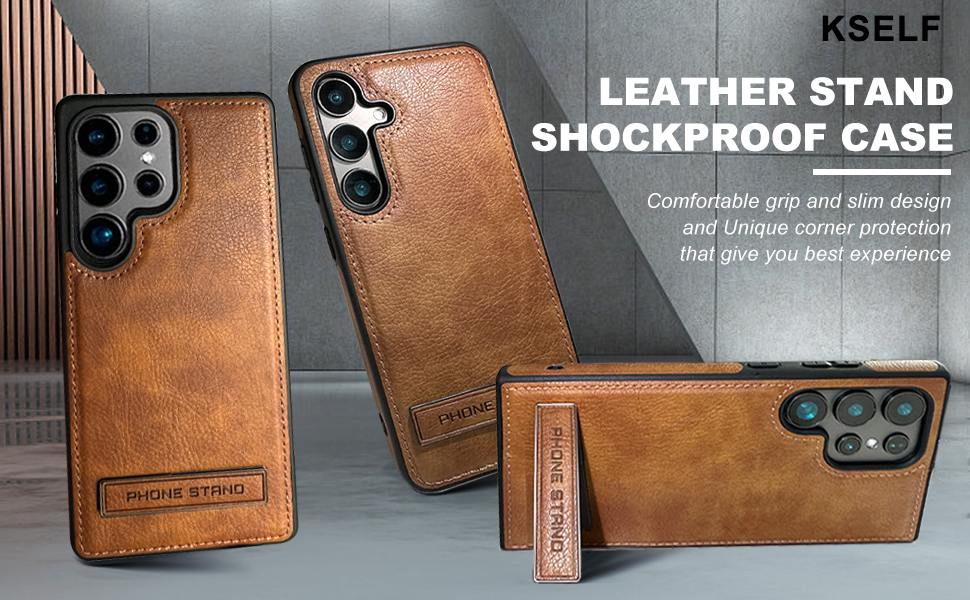 Amazon.com: KSELF Leather Case with Stand for Samsung Galaxy S24 Plus Case, Protective Soft Grip ...