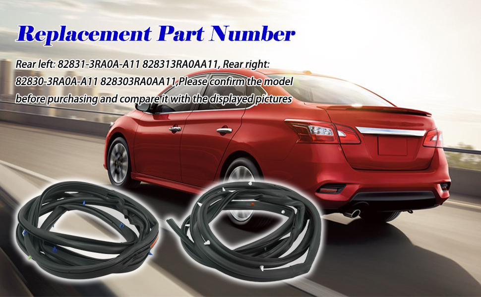 Amazon.com: 2Pcs Rear Door Rubber Weatherstrip Seal(Left &Right) Fit for Nissan Sentra 2013-2019 ...
