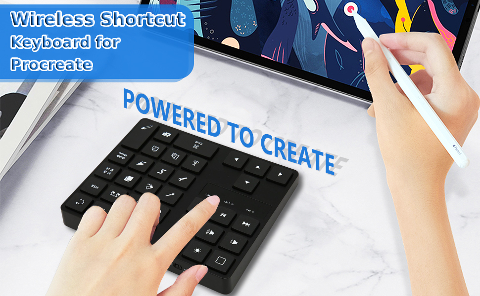 Topiky Shortcut Keyboard for Procreate, Wireless Express Key Remote ...