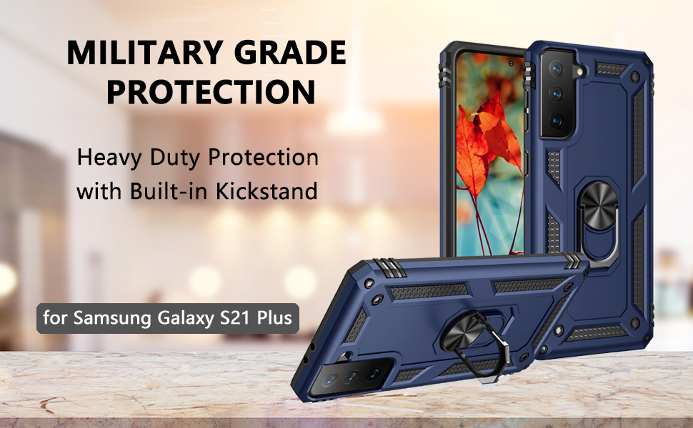 Amazon.com: Military Grade Drop Impact Case for Samsung Galaxy S21 Plus 5G - 360 Metal Rotating ...
