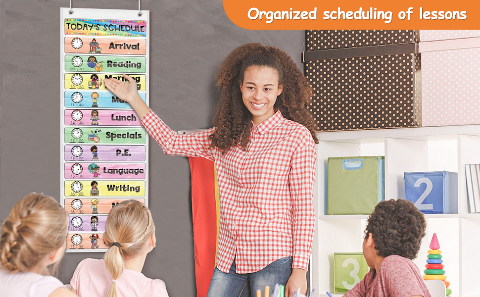 Amazon.com: ABCxGOOD Daily Schedule Pocket Chart, Visual Schedule ...