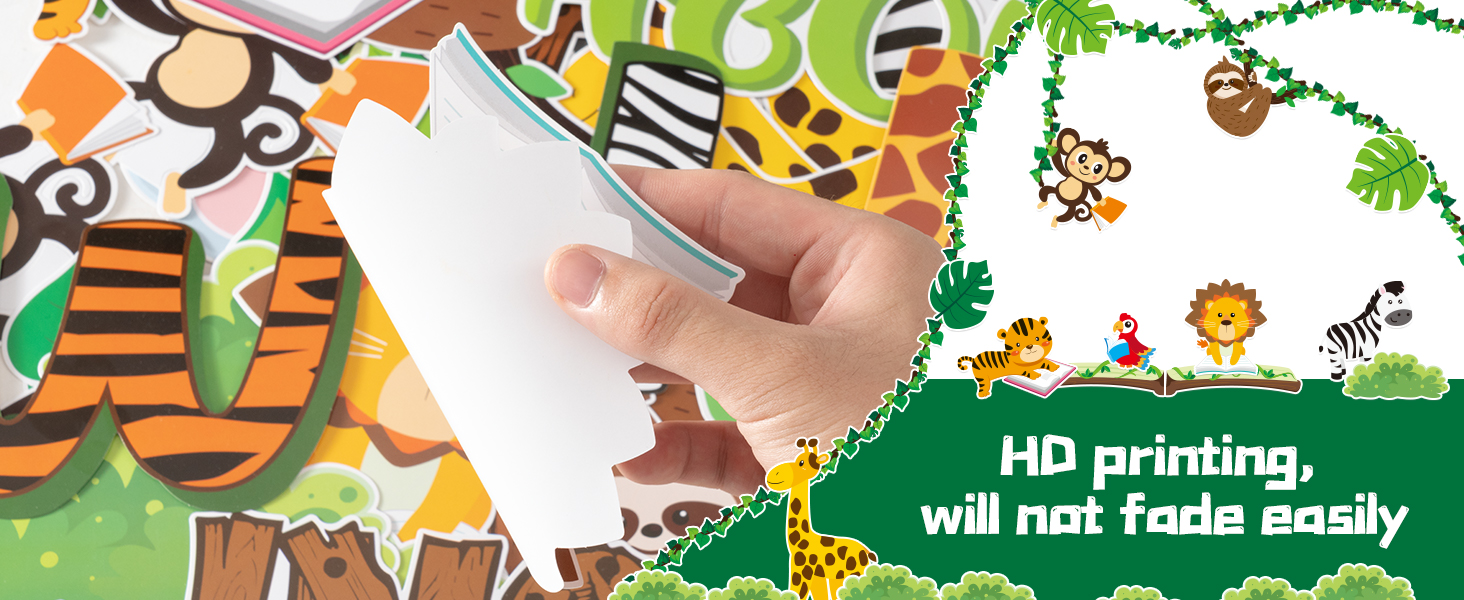 Amazon.com: 91Pcs Wild About Learning Animals Bulletin Board Back to ...