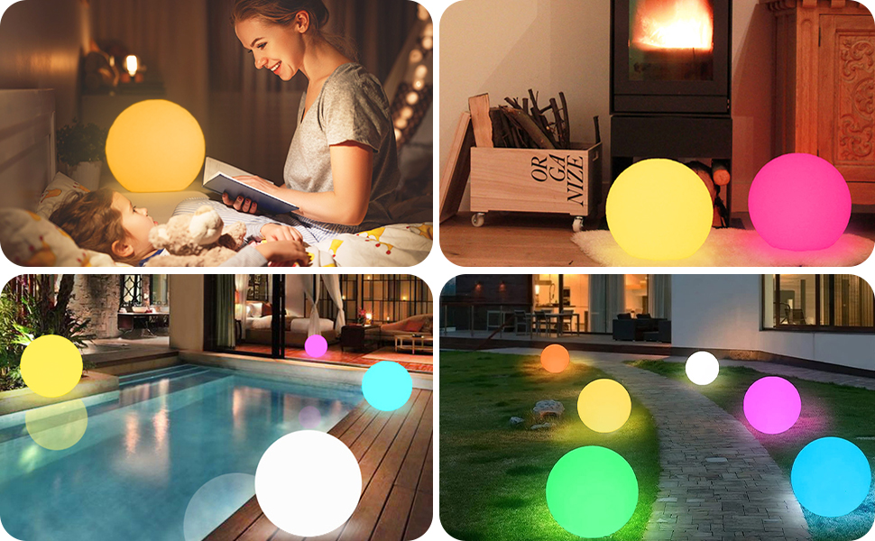 30cm/12-in LED Globe Orb Light, 16 RGB Color Changing LED Glowing Ball ...