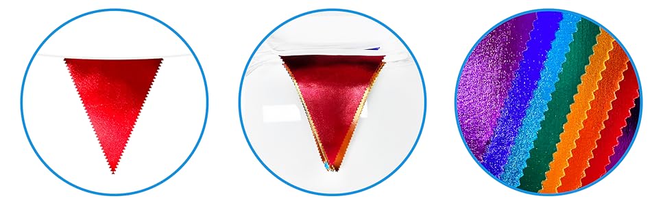Amazon.com: Rainbow Party Decorations Colorful Metallic Fabric Triangle ...