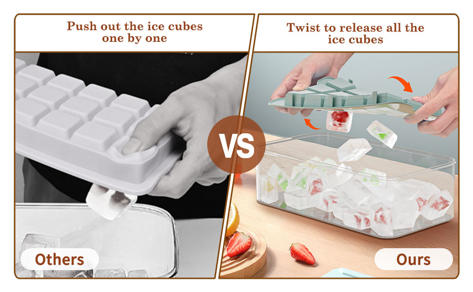 Amazon.com: Ice Cube Tray for Freezer with Bin: Easy Release Ice Cube Maker with Covered Ice ...