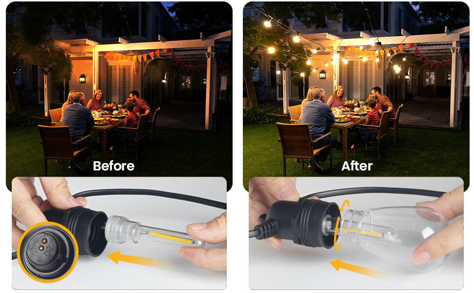 Luxvista S14 LED Bulbs Plug in, 1W S14 Spare LED Filament Light Bulb Warm White 2700K, S14 ...