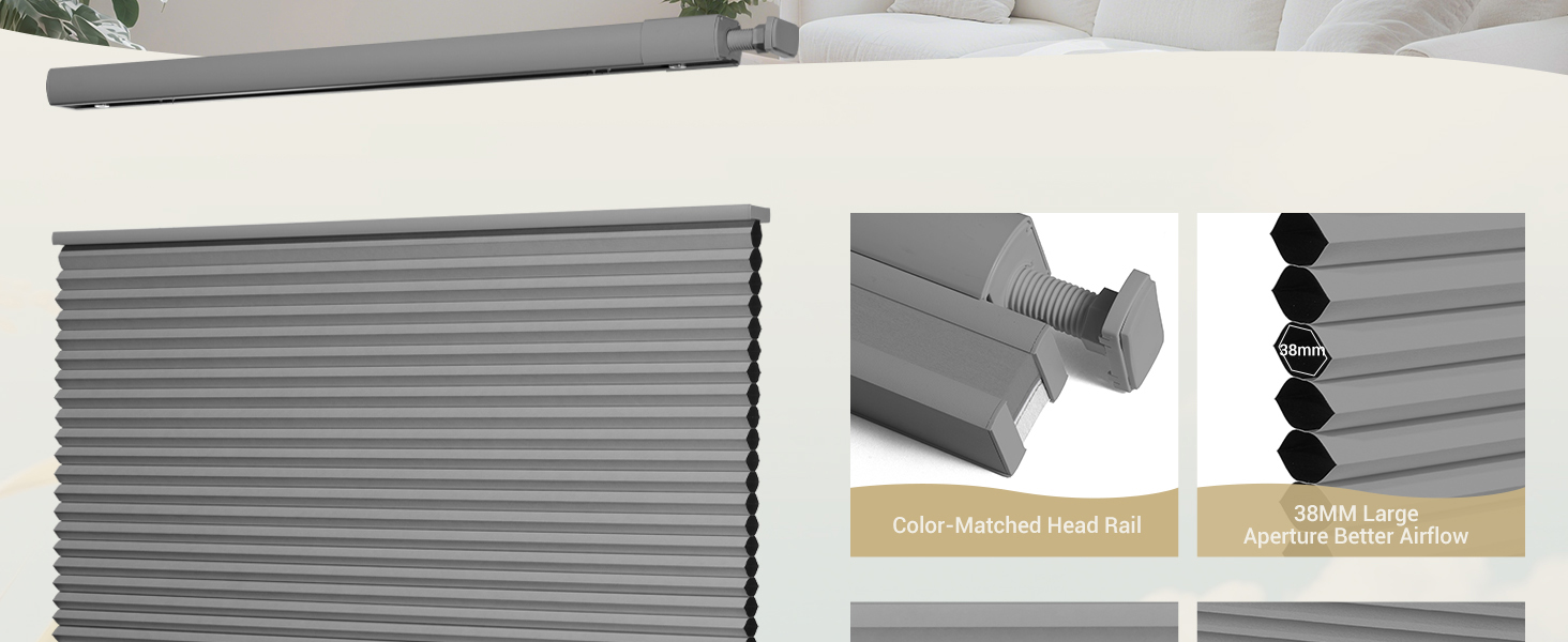 Amazon.com: HOTSOON No Drill No Tools Blackout Cellular Shades Top Down Bottom Up Cordless ...