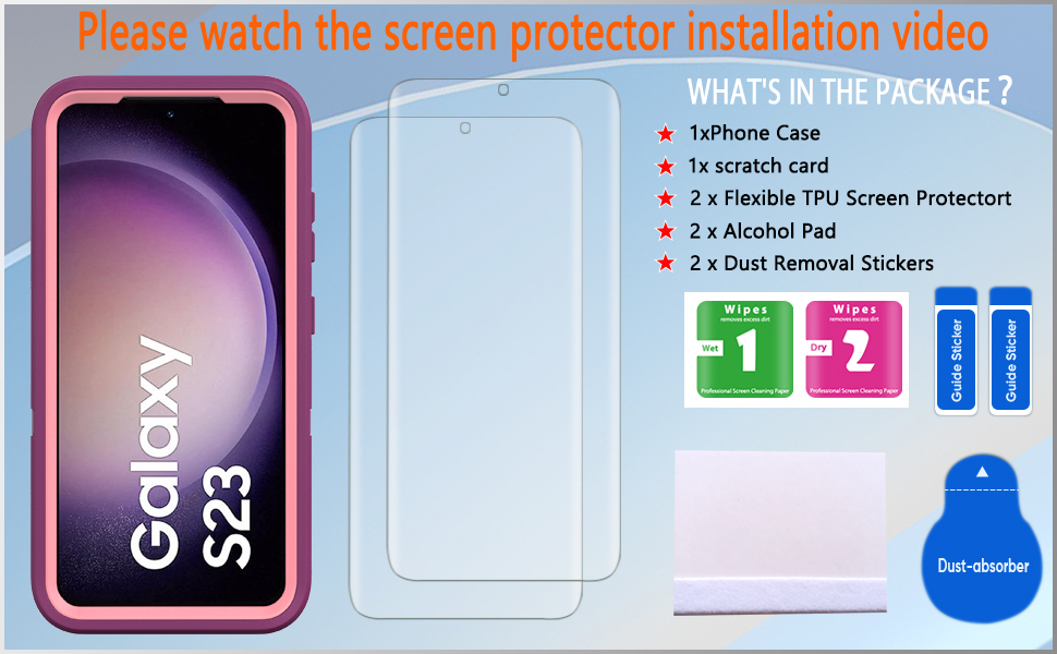 Amazon.com: HONG-AMY for Galaxy S23 Case, S23 Case with Self Healing Flexible TPU Screen ...