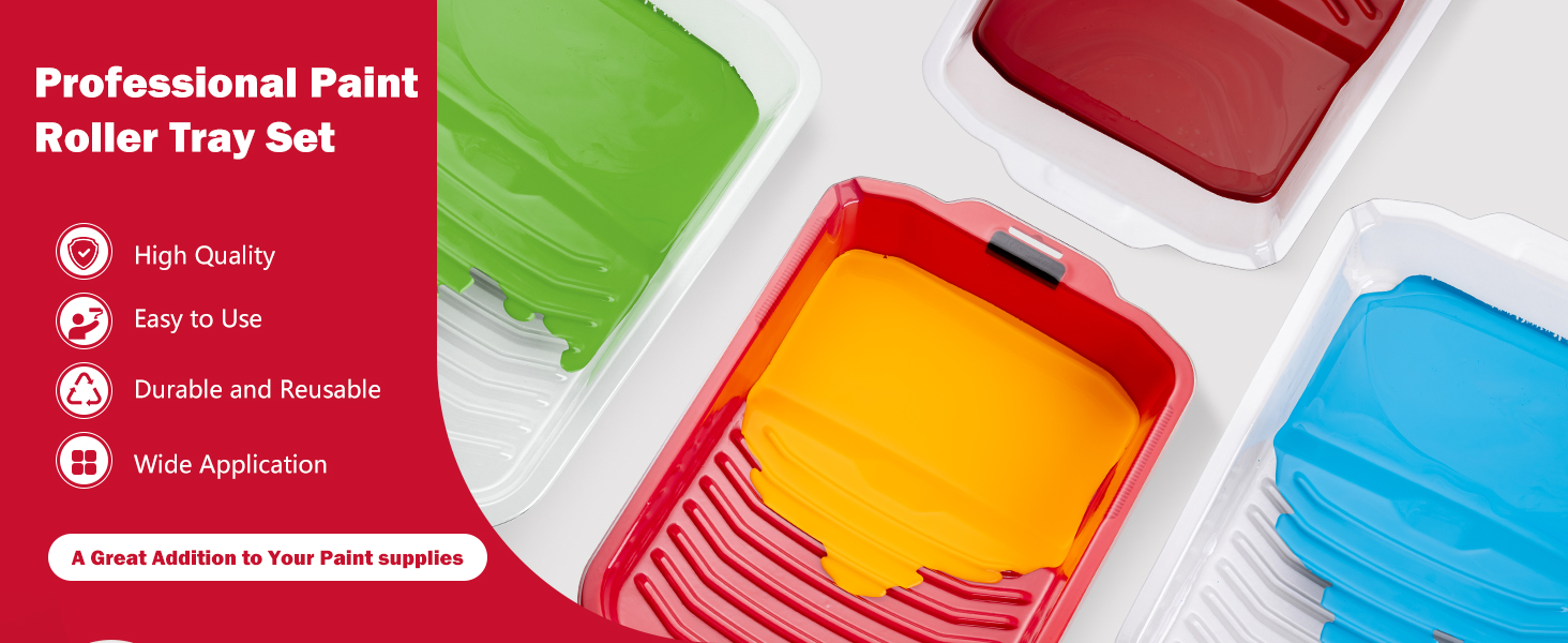 Amazon.com: Mister Rui Paint Tray, 11 Pack, 9 Inch Paint Tray with 10 Liners, Thickened Plastic ...