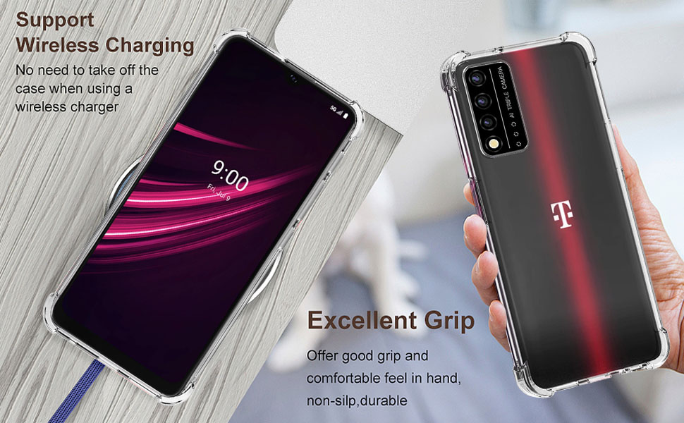 Amazon.com: Aozuoton Revvl V+ 5G T-Mobile Case with Screen Protector, Shockproof Clear Silicone ...