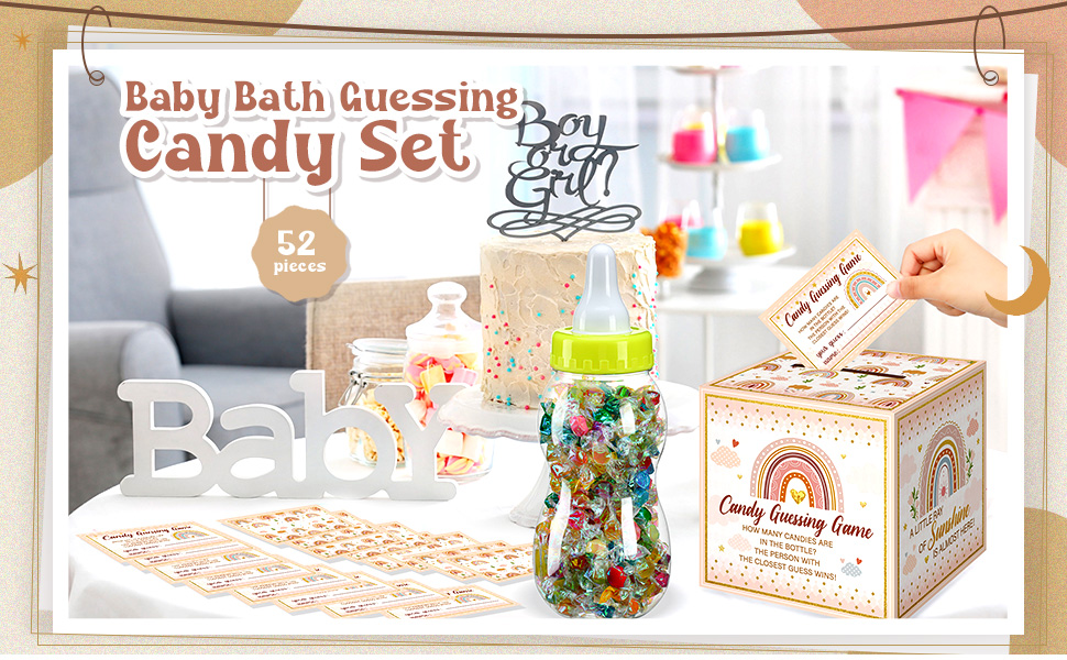 Amazon.com: Glenmal 52 Pcs Baby Shower Games Gift Sets Large Baby Bottle for Shower Game Guess ...