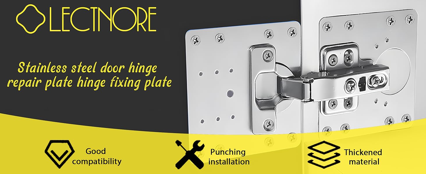 4 Stück Schrankscharnier-Reparaturplatten, Scharnier-Reparaturhalterungen mit Löchern 12 Stück ...